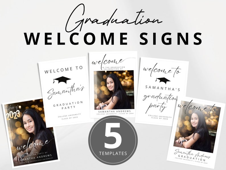 Graduation Party Welcome Sign With Photo Modern Grad Reception Poster ...