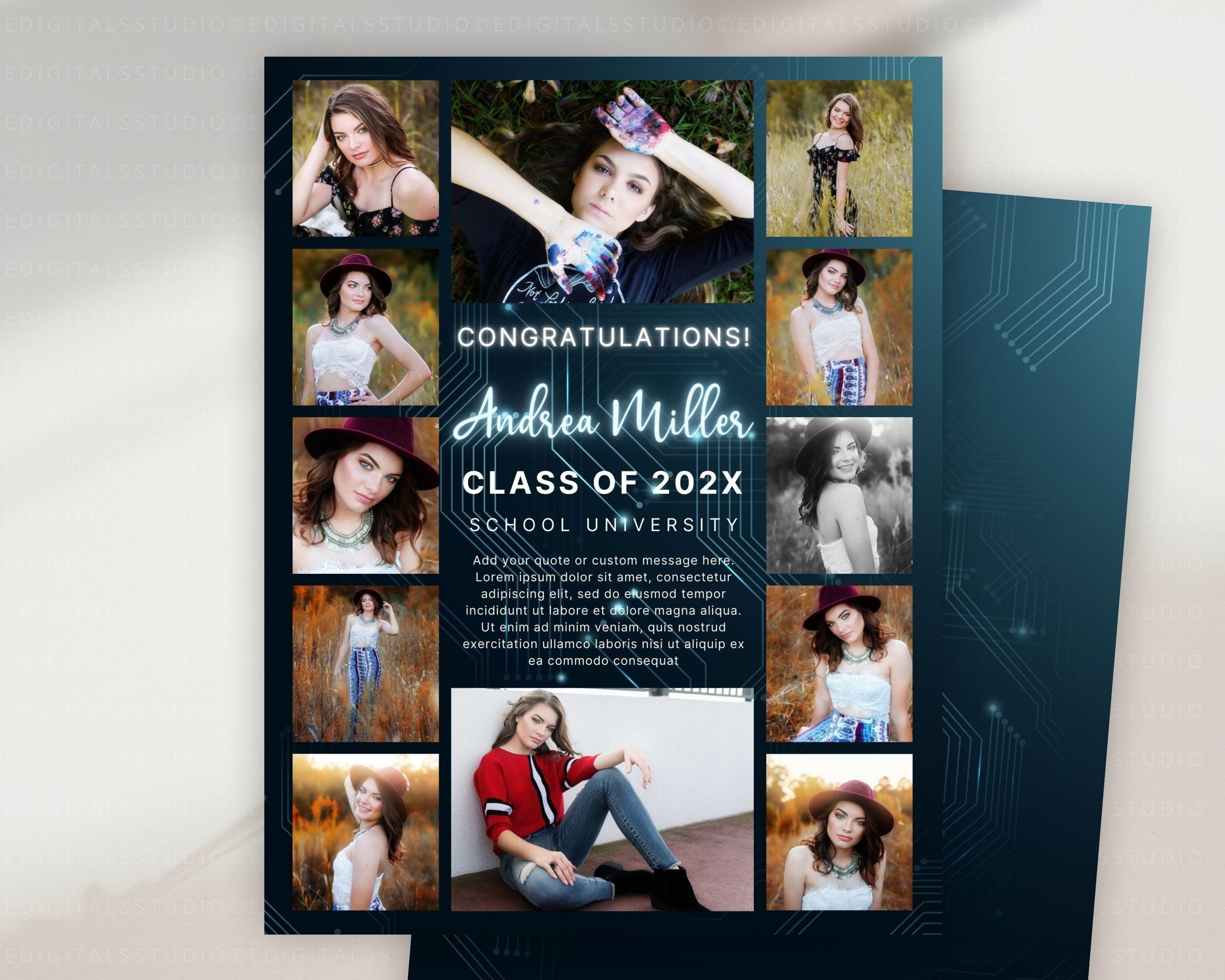 Yearbook Futuristic Modern Graduation Yearbook Ad Editable Template for ...