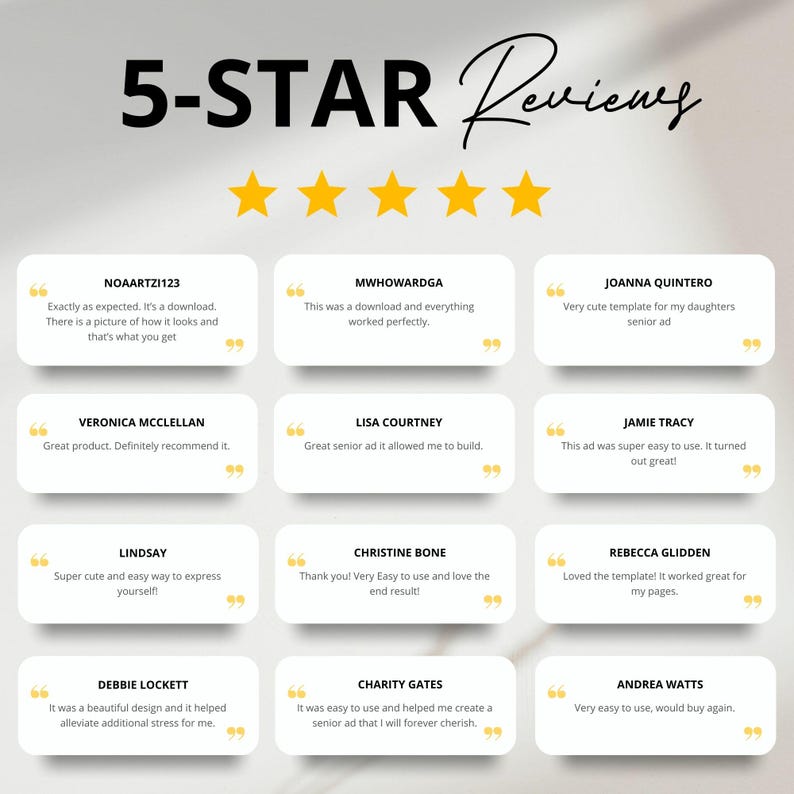 Senior Ad for Yearbook, Editable 9 Photo Collage Full Page Ads Template ...