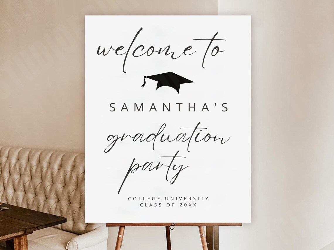 Graduation Party Welcome Sign With Photo Modern Grad Reception Poster ...