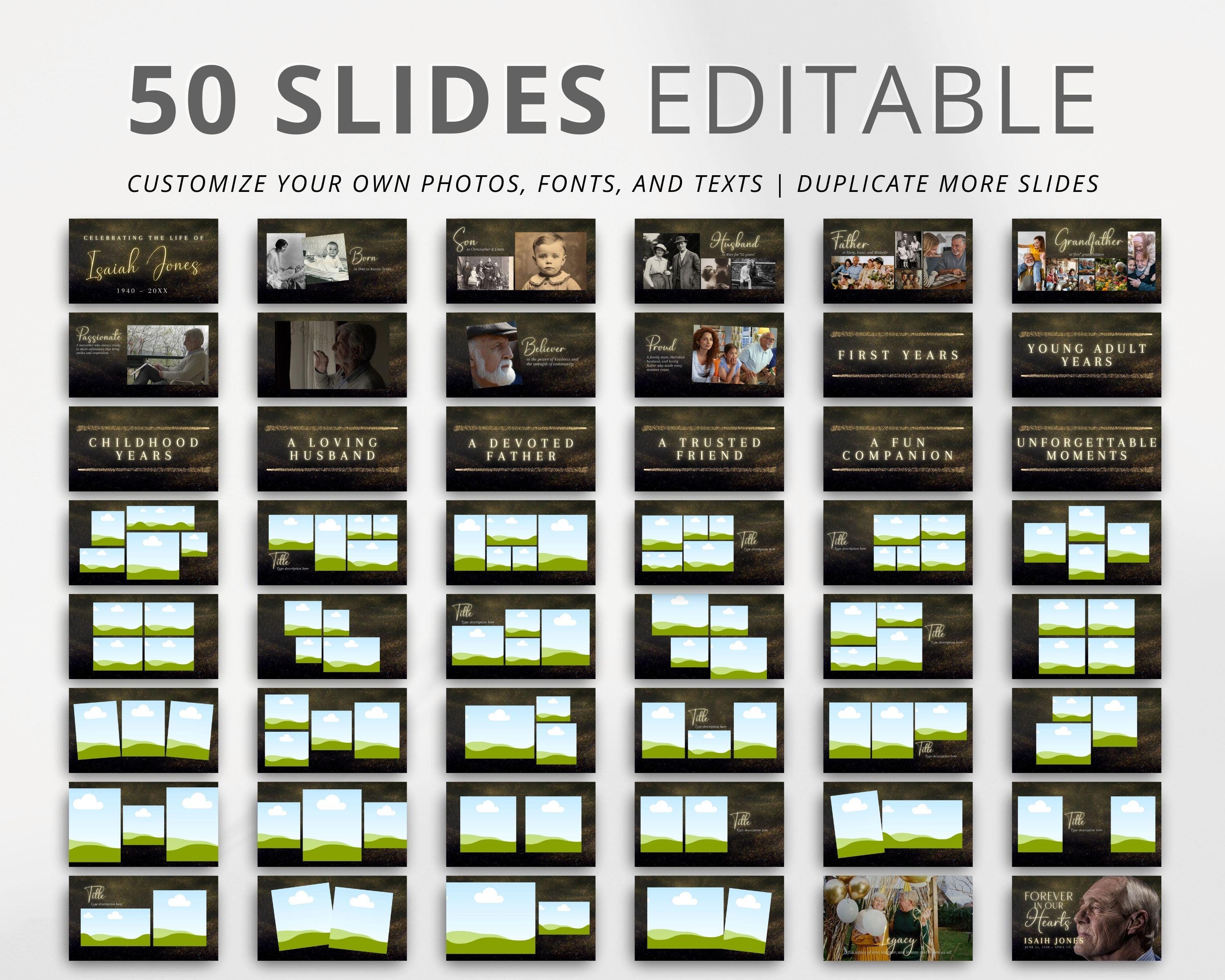 Funeral Slideshow Template Canva, Celebration of Life Memorial Service ...