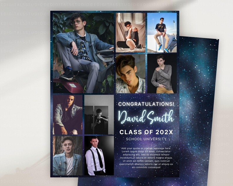 Yearbook Ad Class of 2025, Custom Boy Photos Graduation Announcement ...