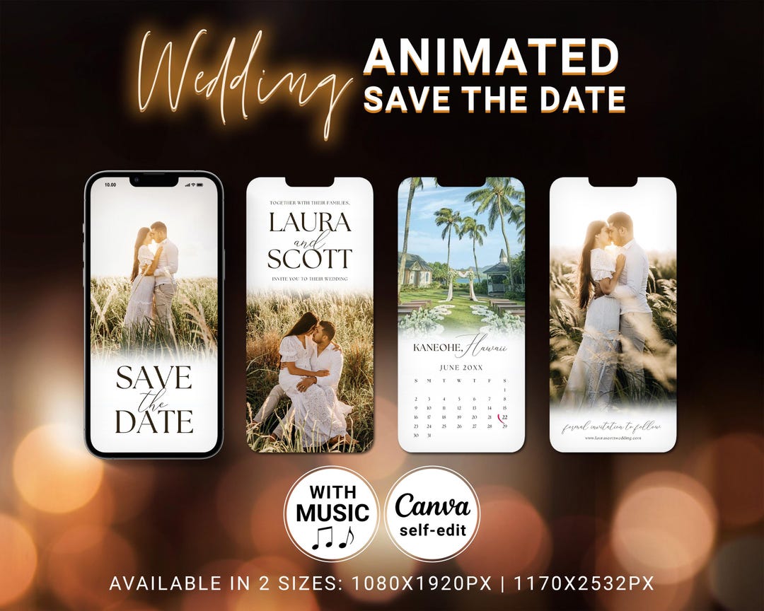 Animated Destination Wedding Save the Date Video, Custom Photo Mobile ...