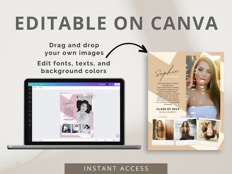 Graduation Ad | Senior Yearbook Ads Photo Collage Tribute Page Editable ...