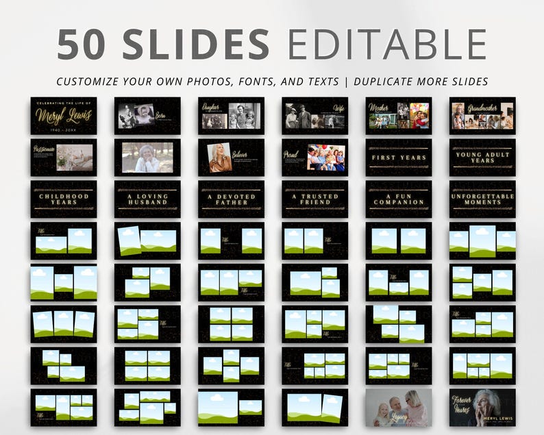 Funeral Photo Slideshow Template, Custom Photos Video Tribute Slides ...