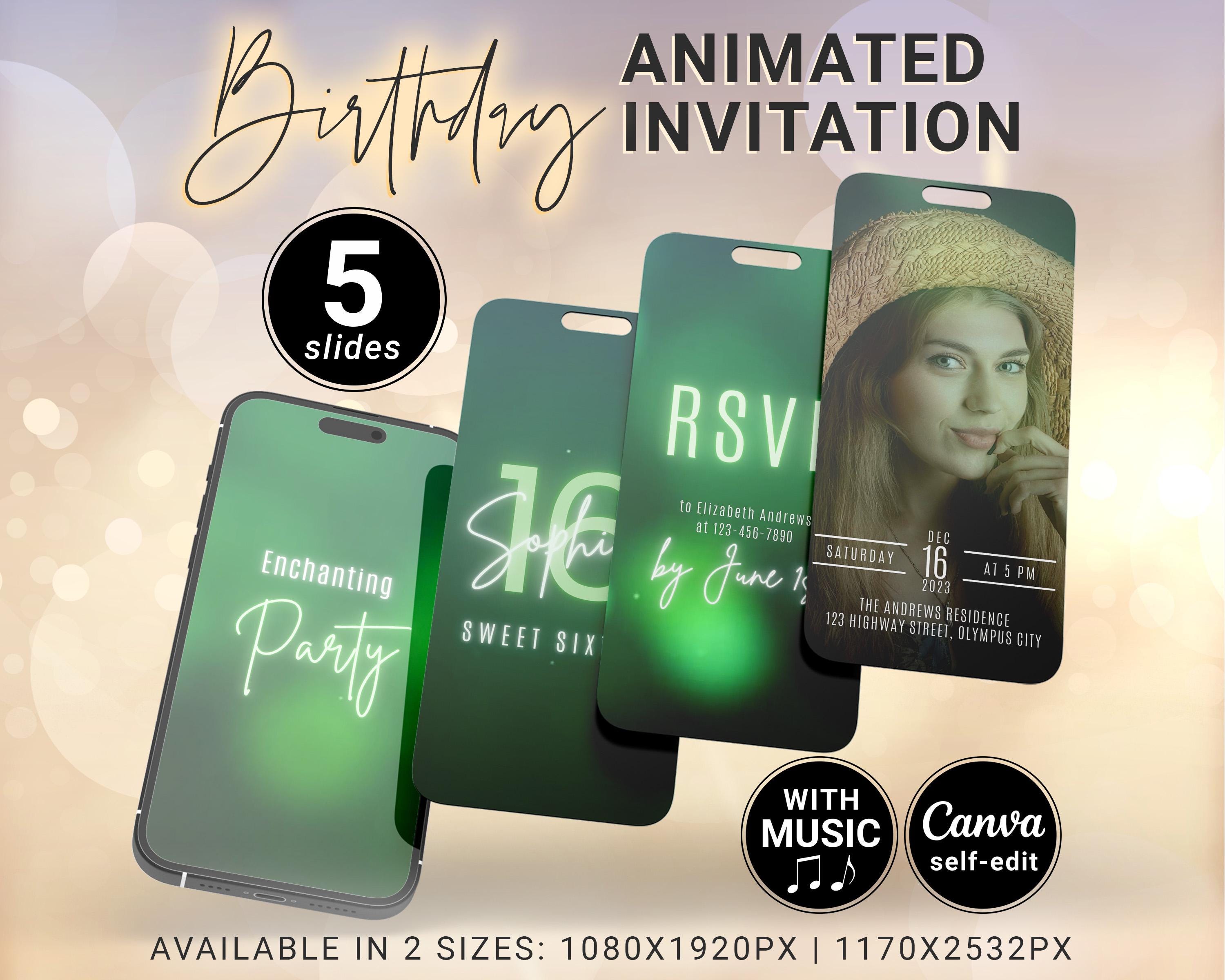 Editable Sweet Sixteen Animated Invitation, Enchanted Green 16th ...
