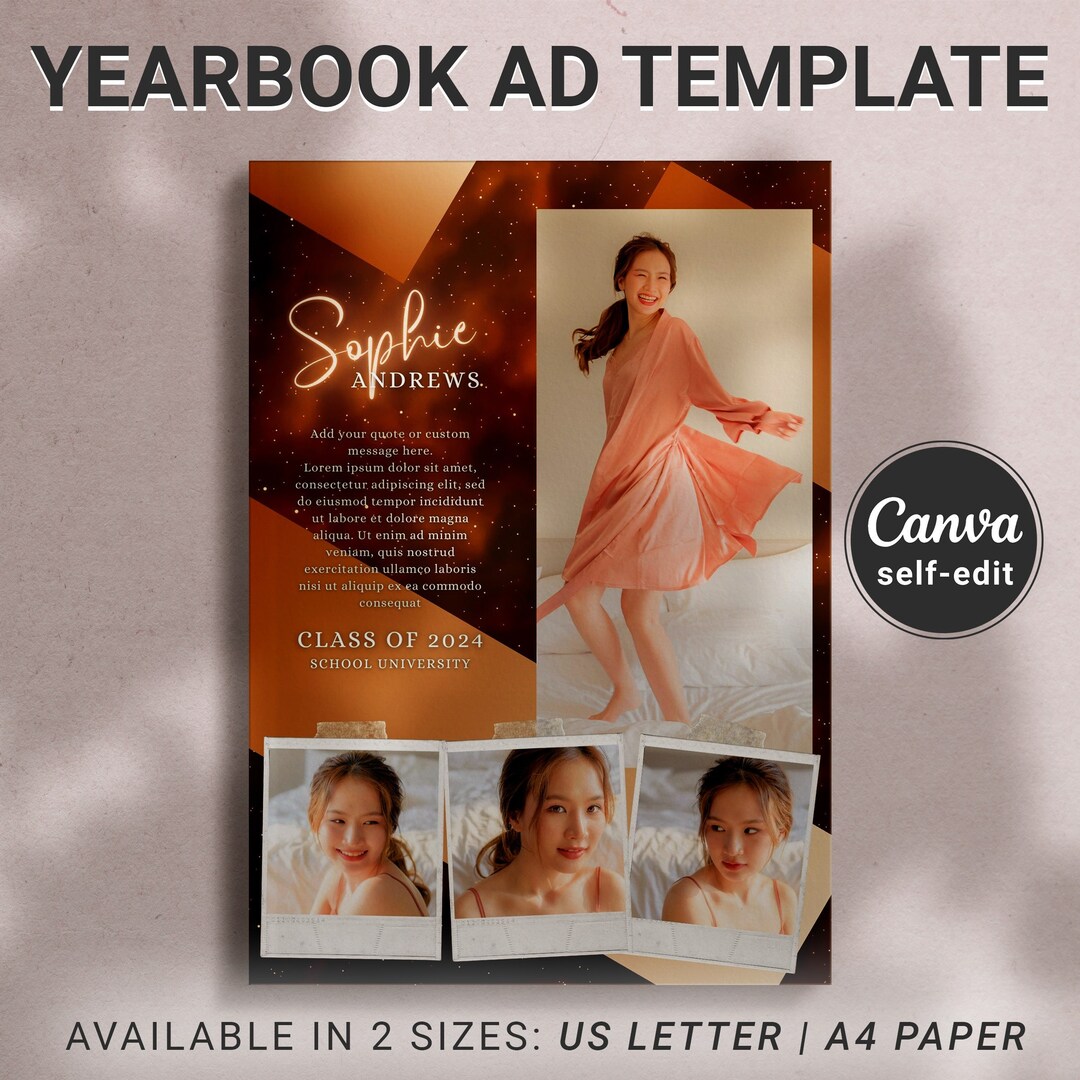 Senior Yearbook Ad Template Full Page Template, Editable Graduation ...