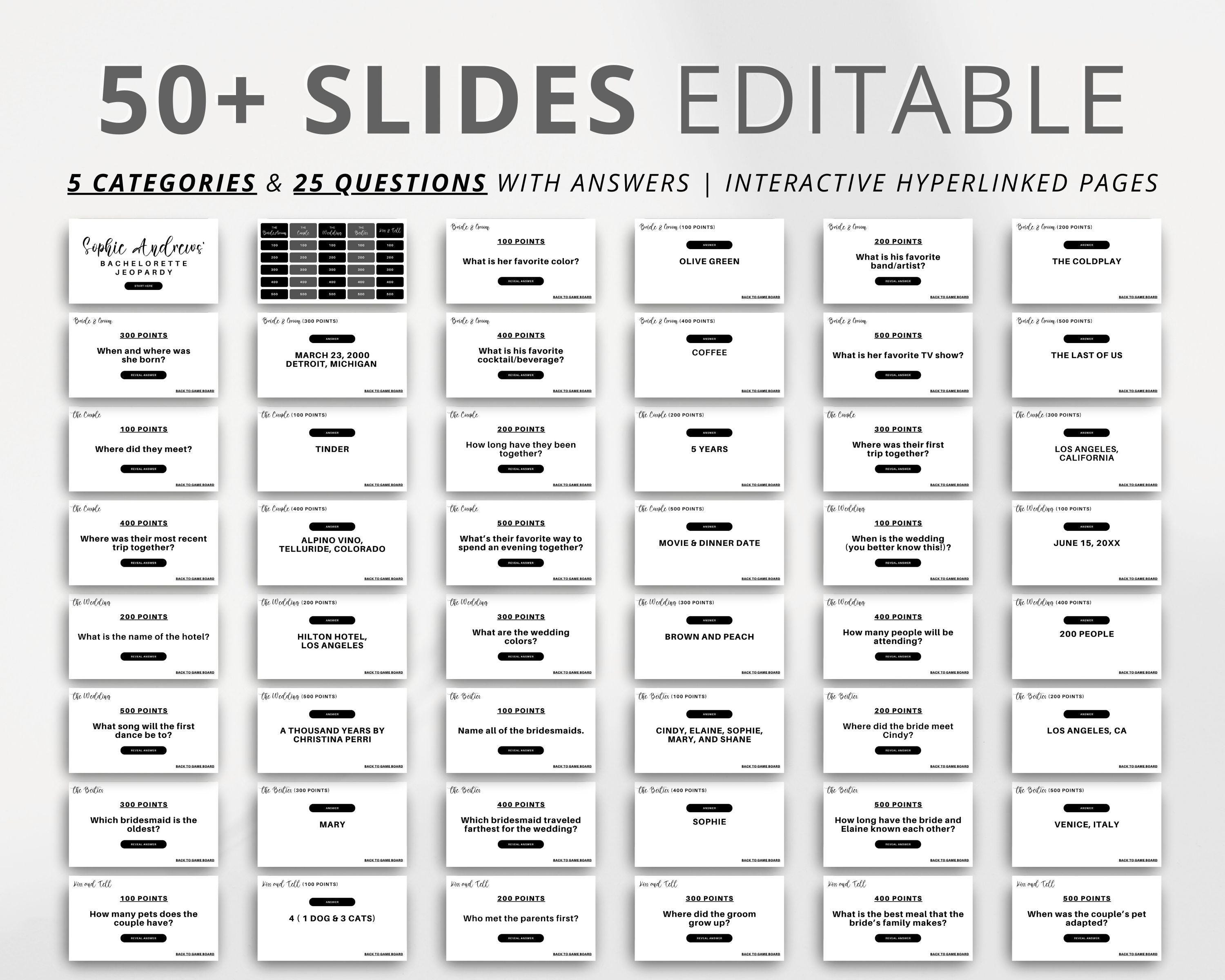Bachelorette Powerpoint Canva Template, 50+ Slides Editable Question ...