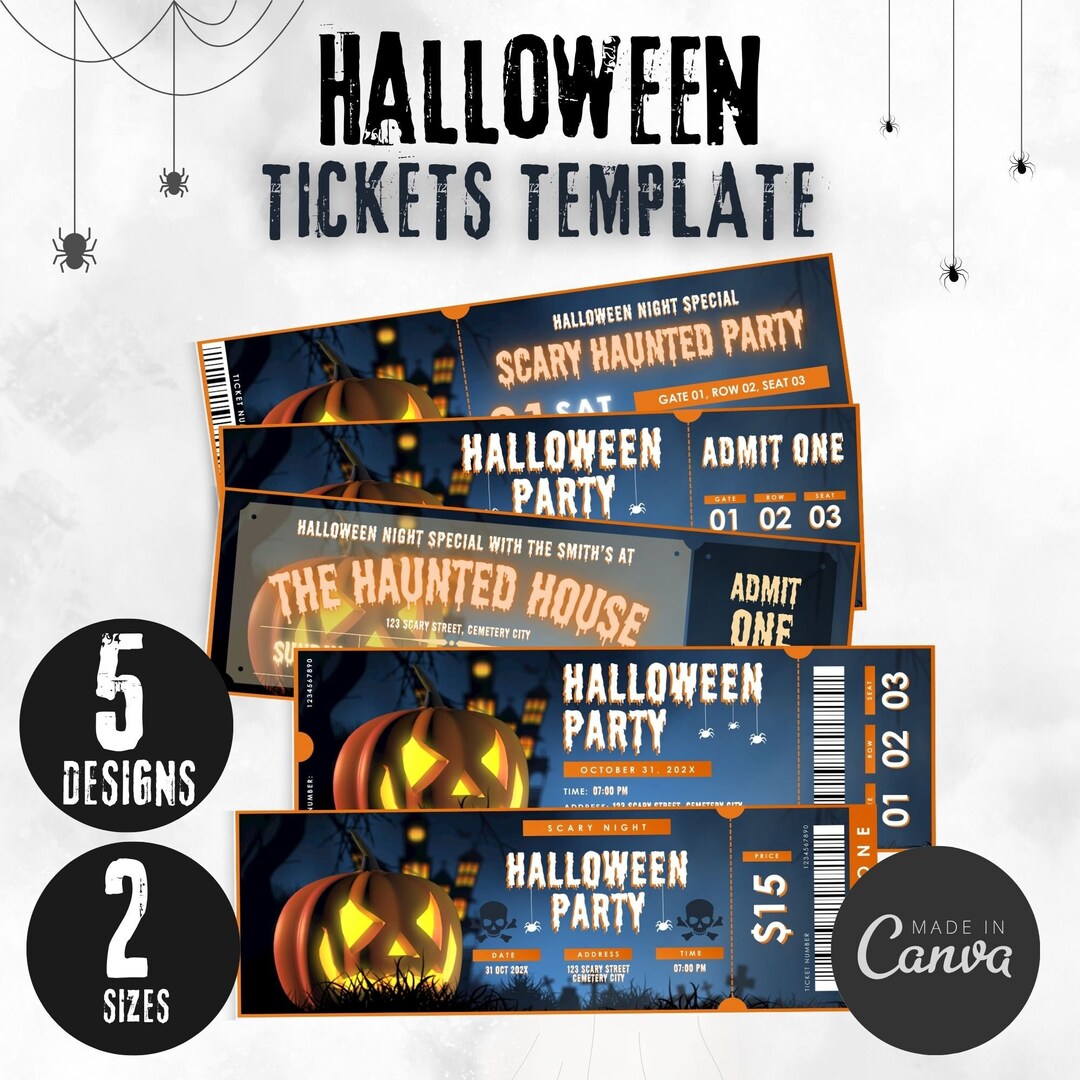 Printable Halloween Ticket Invitations Template Costume Party - Etsy