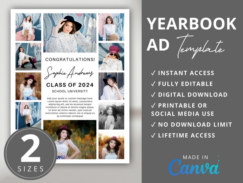 Yearbook Page Template, Minimalist Senior High School Graduate ...