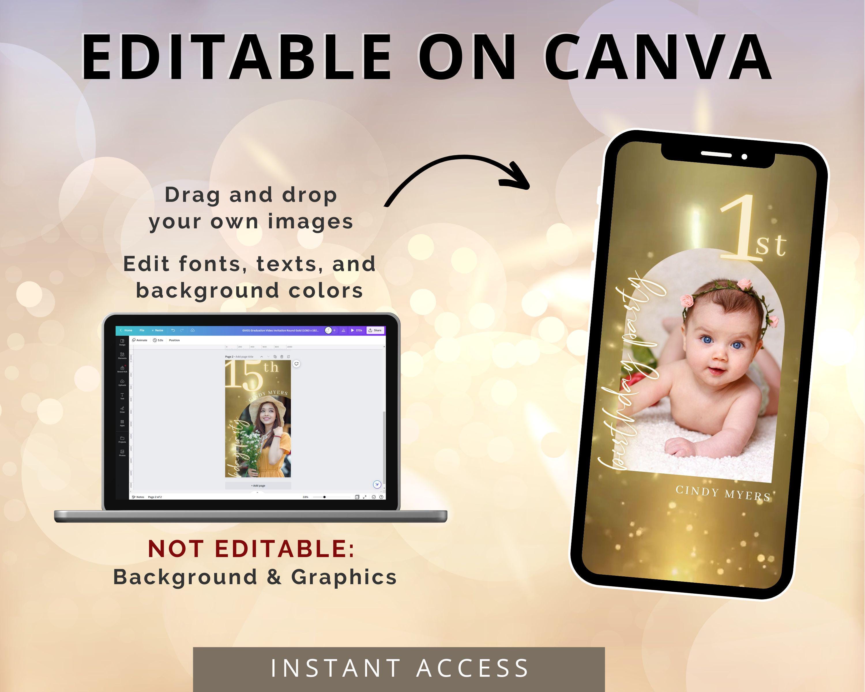 Quinceanera Invitation Digital Gold Butterfly, Animated Flutter Fly ...