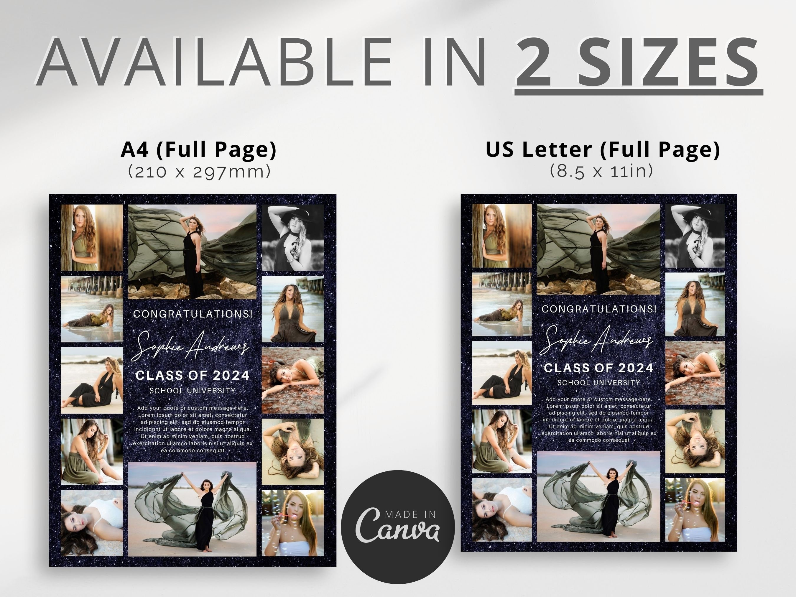 Editable Yearbook Ad Template Canva DIY, Stardust Background Design ...