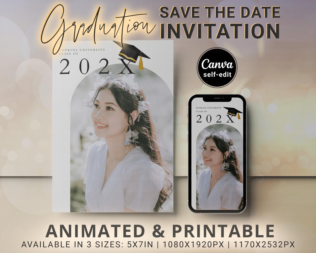 Doctorate Graduation Party Invitation, Minimalist Photo and Music ...