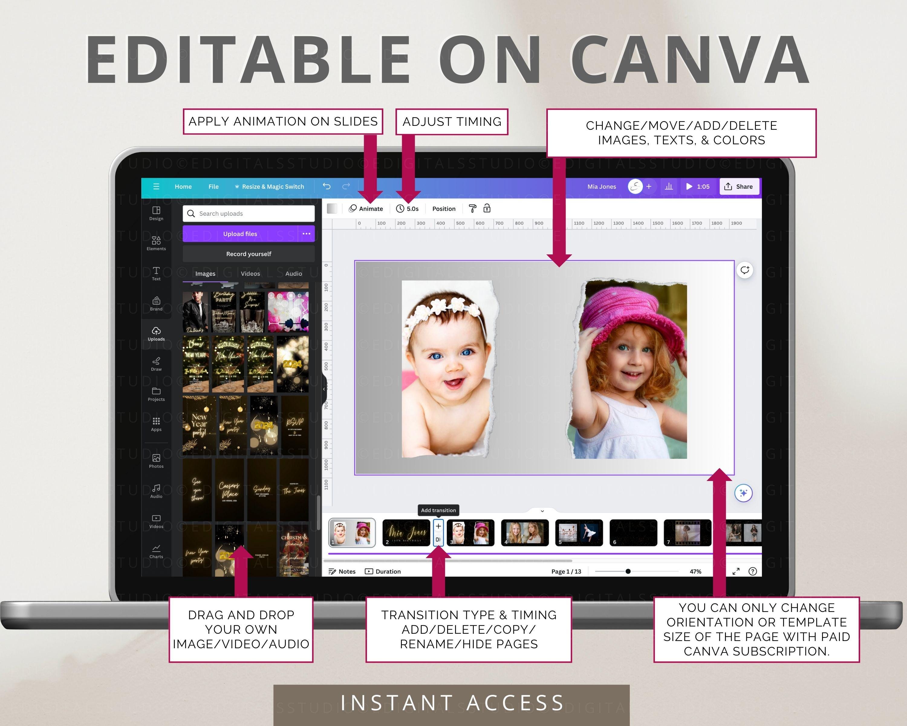 Funeral Photo Slideshow Template, Custom Photos Video Tribute Slides ...