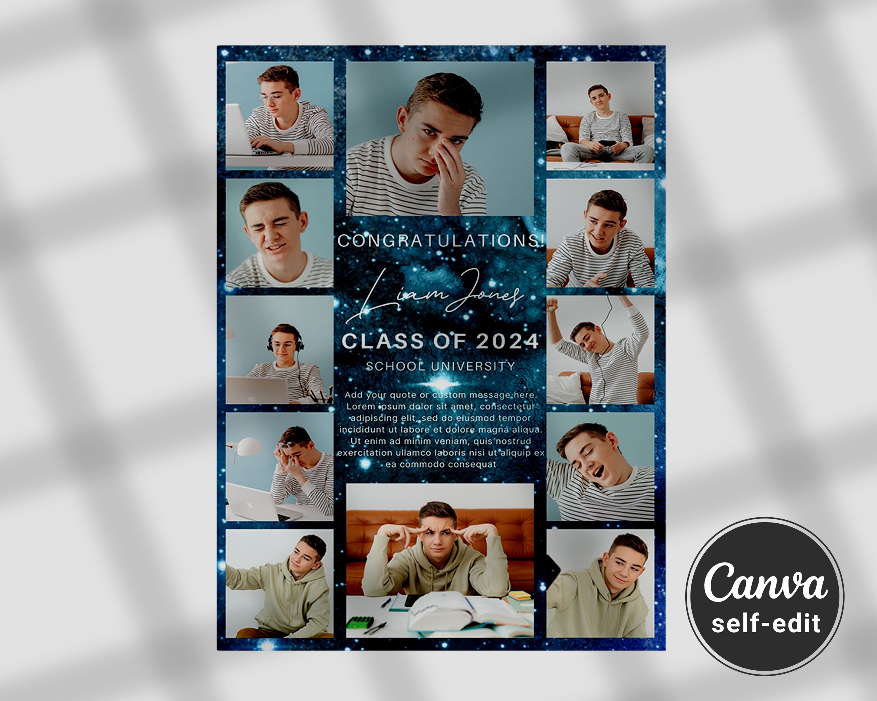 Graduation Yearbook Ad for Boy Graduates | Editable Senior High School ...