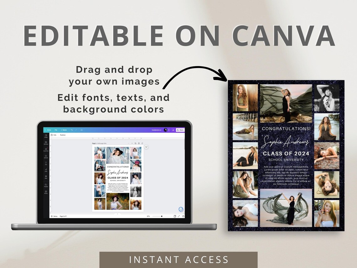 Yearbook Page Template, Minimalist Senior High School Graduate ...