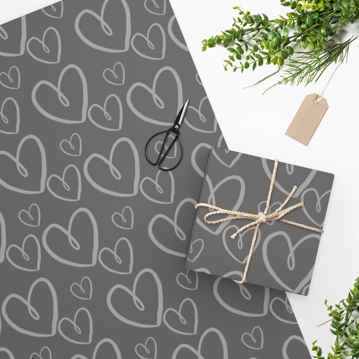 Luxury Gift Wrap Grey Hearts Wrapping Paper Christmas - Etsy UK