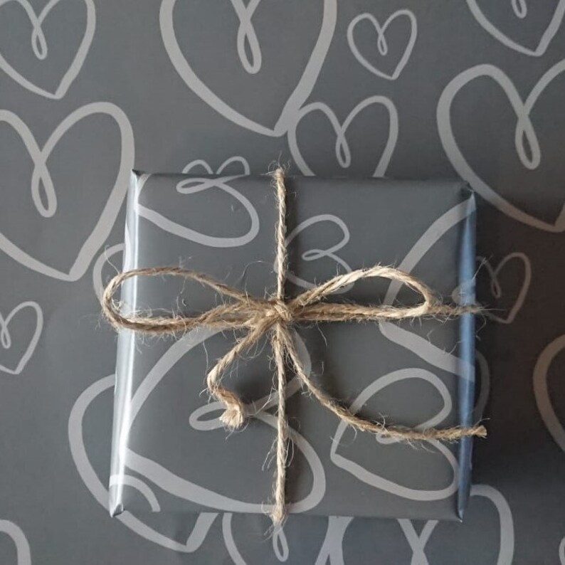 Luxury Gift Wrap Grey Hearts Wrapping Paper Christmas - Etsy UK