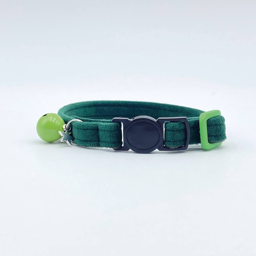 Emerald Green Velvet Velour Cat Collar With Oval Breakaway Buckle - Etsy UK