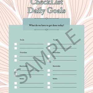 Daily Goals Checklist Printable. To-do List Planner. Productivity ...