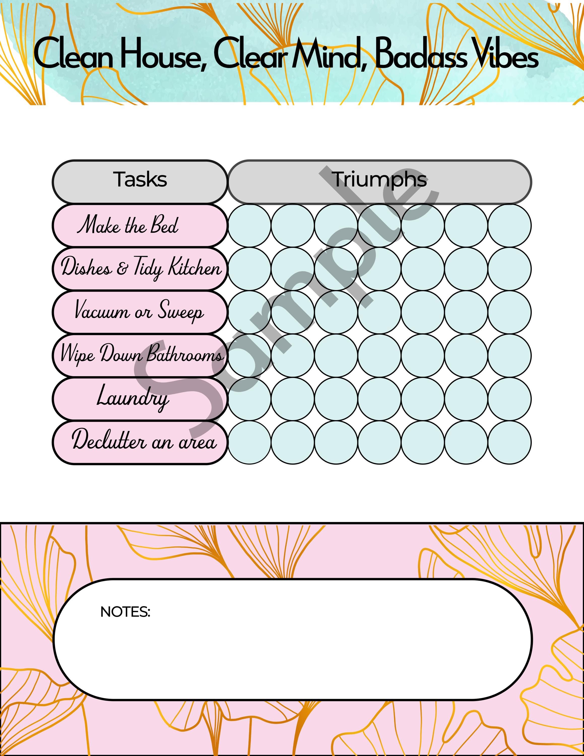Printable Cleaning Tracker, Habit Tracker PDF, Daily Chore List, Home ...