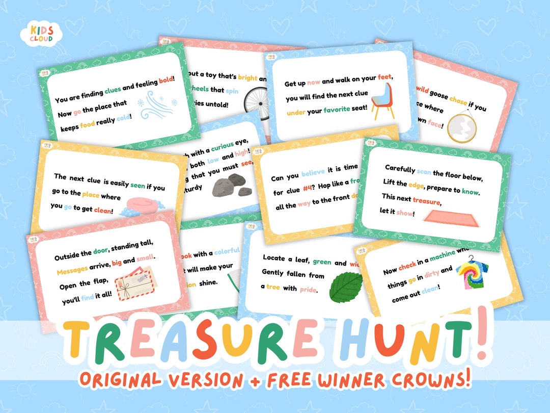 Treasure Hunt Clues Scavenger Hunt Game Rhyming Riddles for Kids Fun ...