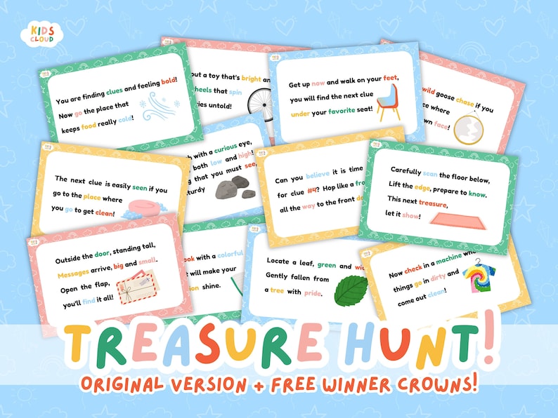 Treasure Hunt Clues Scavenger Hunt Game Rhyming Riddles for Kids Fun ...