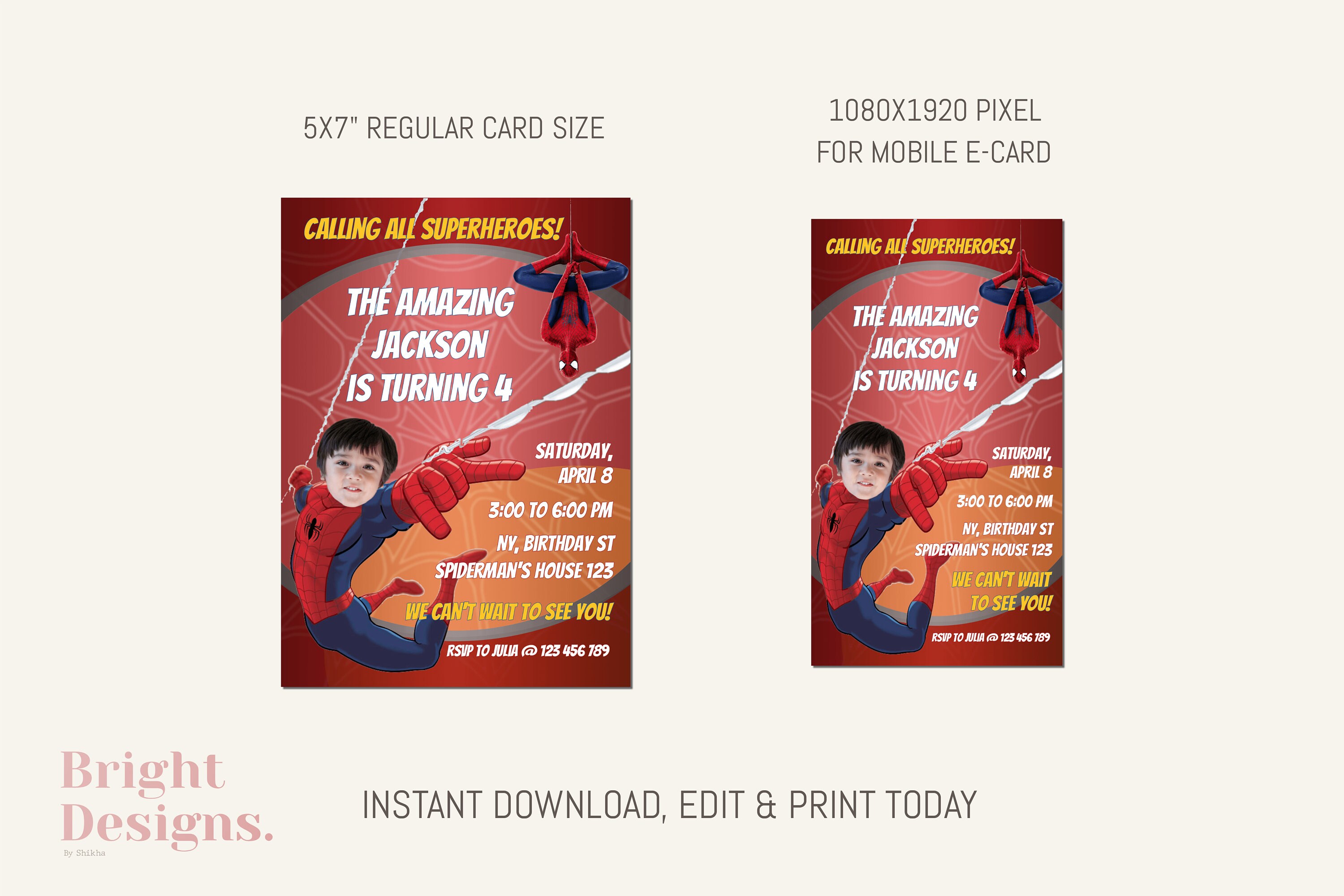 Personalized Spider Man Birthday Invitation Template - Etsy