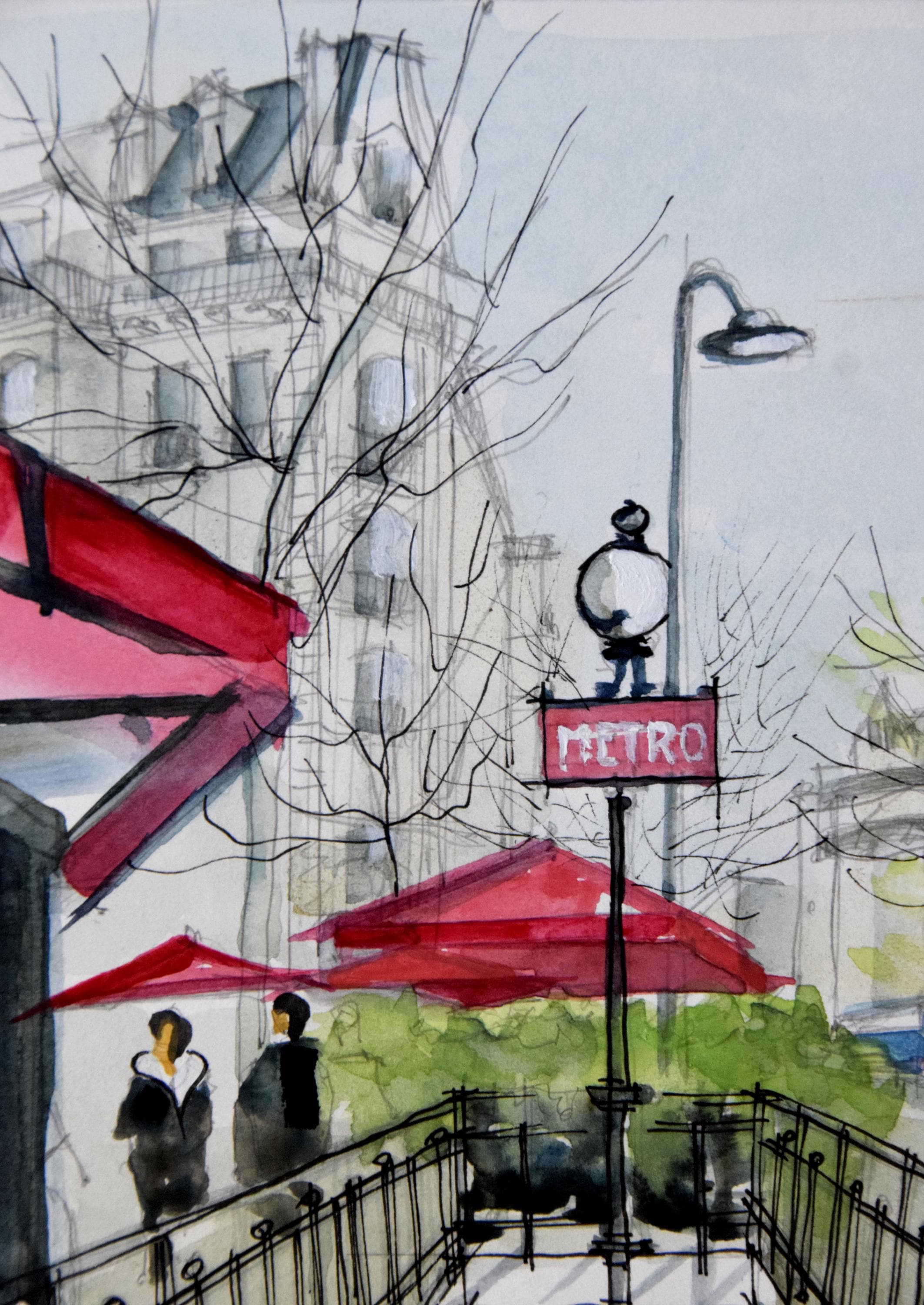 Paris Watercolor, Metro Painting, Art Nouveau Cityscape - Etsy