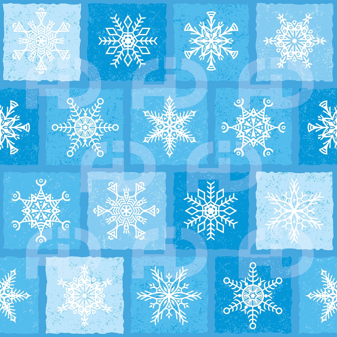 Snowflakes _ in Squares Winter Christmas Flakes Pattern - Etsy