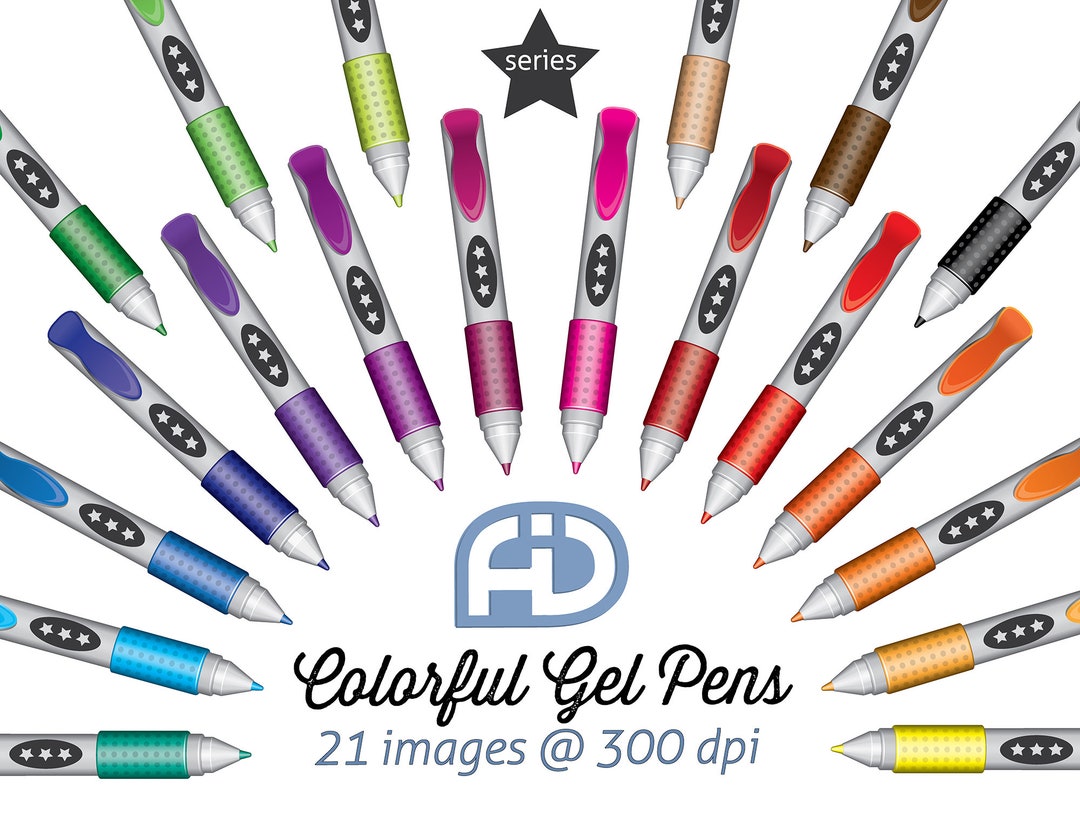 Stationery_colorful Gel Pens, Gel Pens Clipart, Gel Pens Instant ...