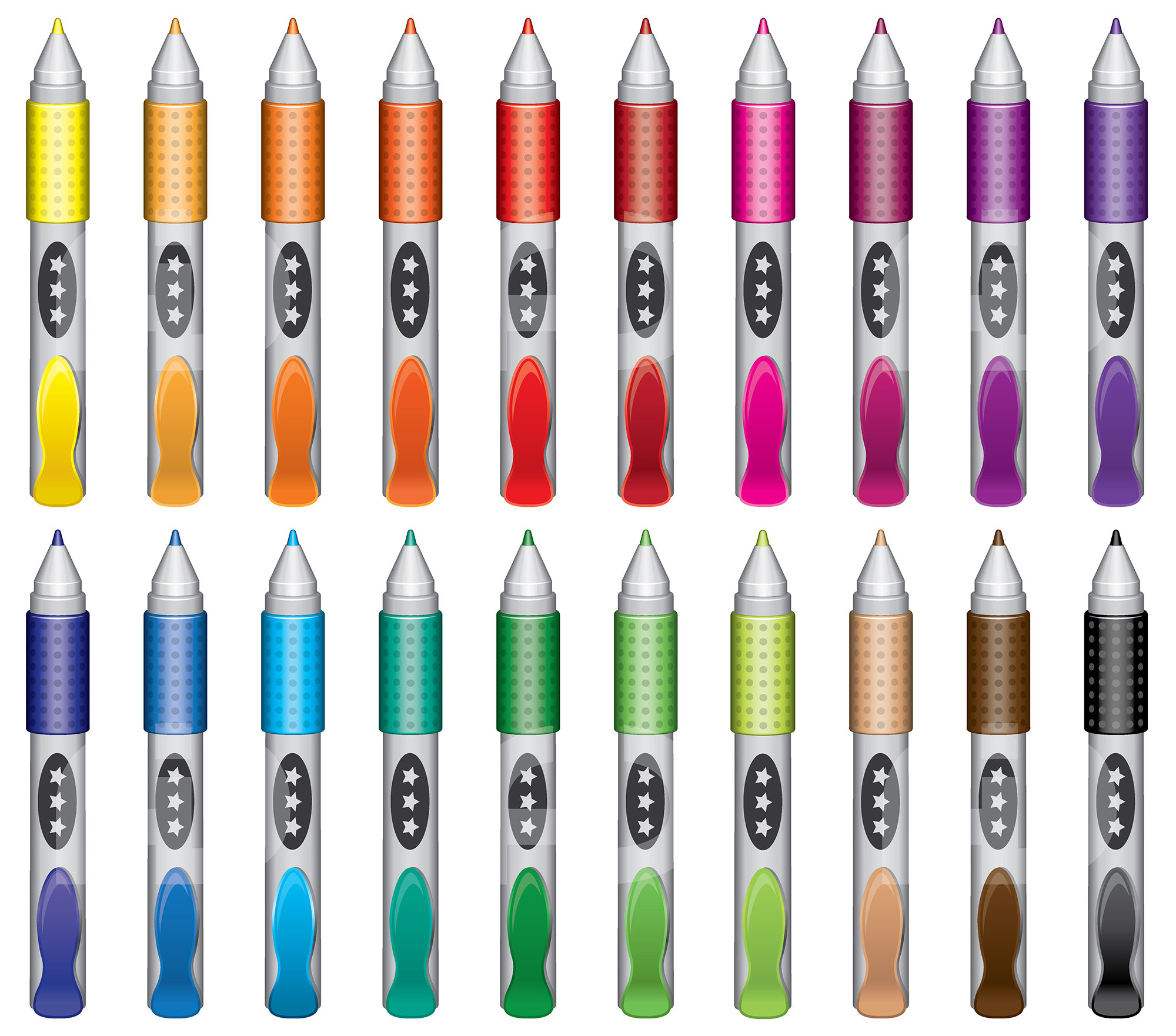 Stationery_colorful Gel Pens, Gel Pens Clipart, Gel Pens Instant ...