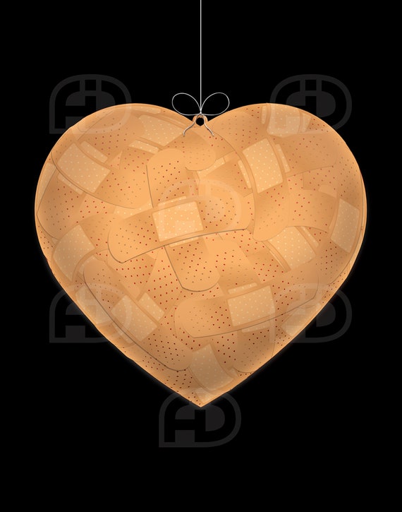 Heart_bandaged Bandage Covered Healing Protected Safety - Etsy
