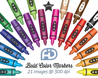 Stationery _ Sharp Color Markers, Markers, Clipart, Instant Download ...