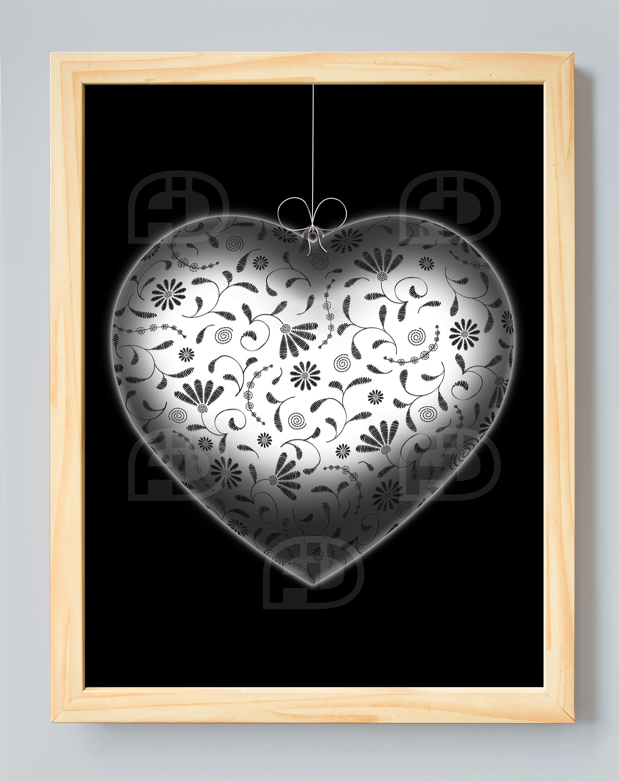 Heart_embroidered, Heart, Embroidered, Sewn Heart, Black & White, Heart ...
