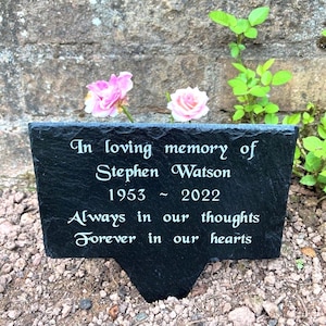 Personalised Engraved Slate Memorial Grave Marker Headstone Rustic ...