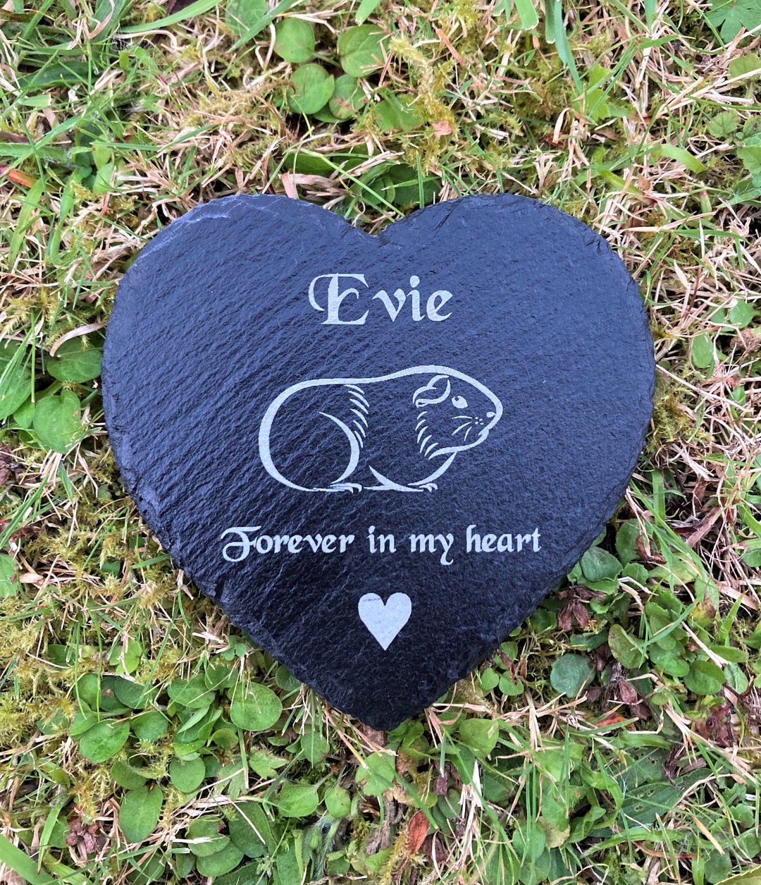 Guinea Pig Pet Memorial Personalised Engraved Slate Stone Heart Grave ...