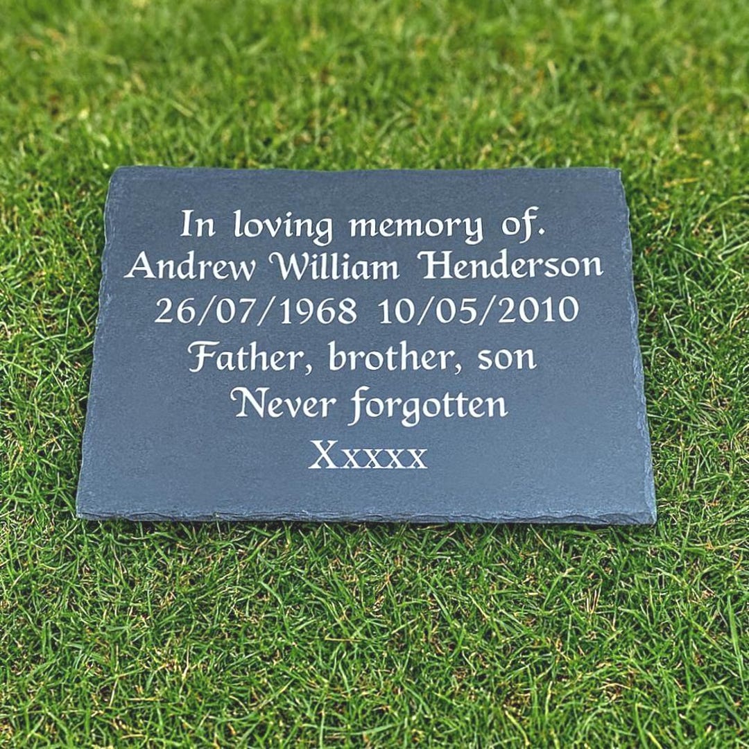 Personalised Engraved Slate Memorial Plaque | Custom Grave Marker ...