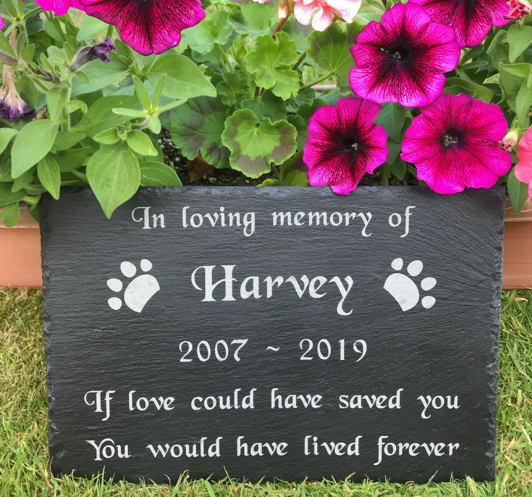 Personalised Engraved Slate Stone Pet Memorial Headstone Grave Marker ...
