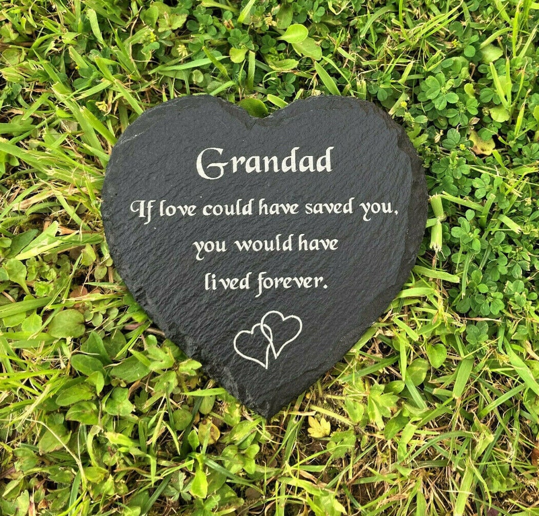 Engraved Slate Heart Memorial Grave Marker Headstone Plaque Grandad - Etsy