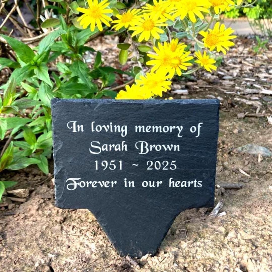 Personalised Engraved Slate Memorial Tree Grave Marker Outside Plaque ...