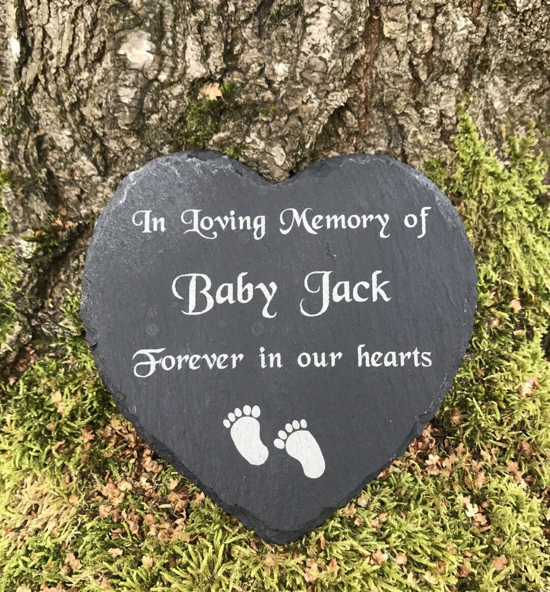 Personalised Engraved Slate Heart Baby Child Infant Memorial Grave ...