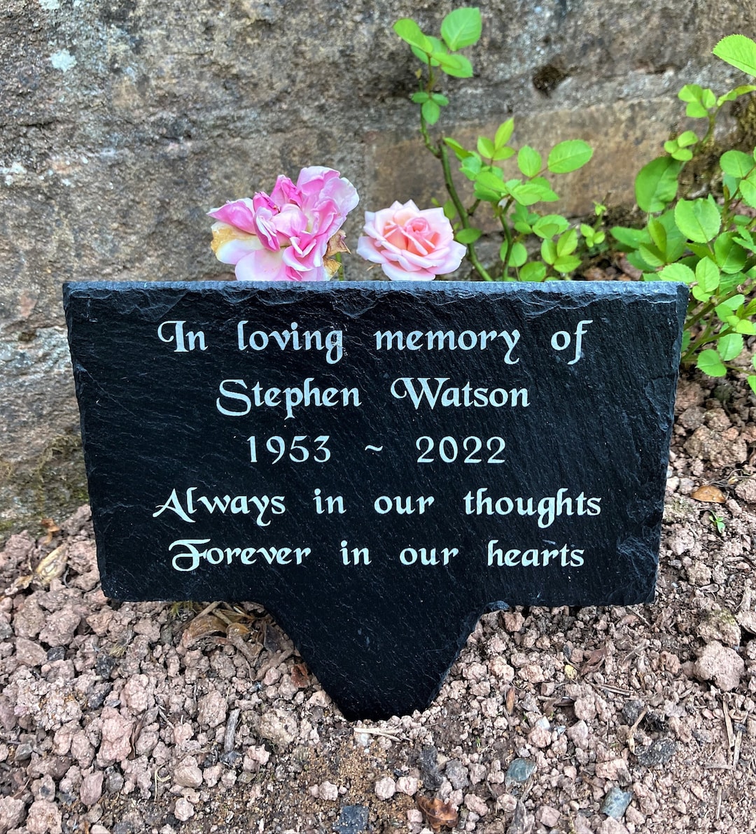 Personalised Engraved Slate Memorial Grave Marker Headstone Rustic ...