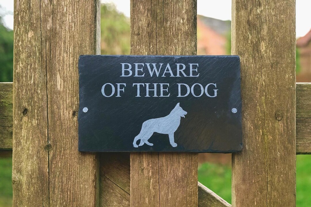 Alsation Beware of the Dog Warning Sign – Slate Plaque for Gate, Wall ...