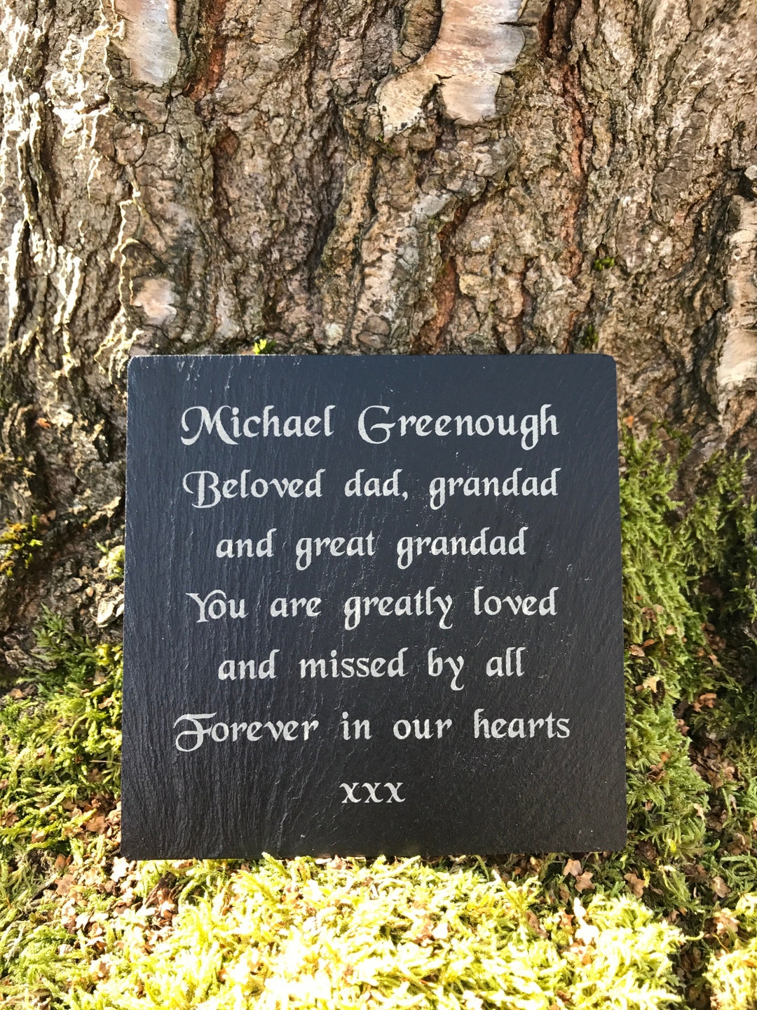 Personalised Engraved Square Slate Memorial Plaque | Custom Natural ...