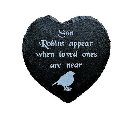 Engraved Slate Heart Robin Memorial Grave Marker Headstone - Etsy UK