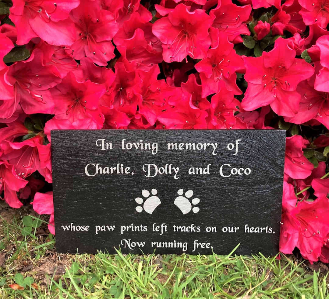 Personalised Engraved Slate Stone Pet Memorial Headstone Grave Marker ...