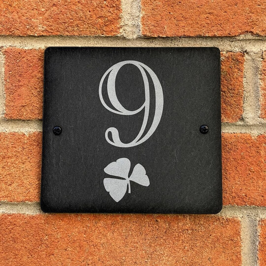 Irish Shamrock House Sign Natutral Slate Door Number Engraved Address ...