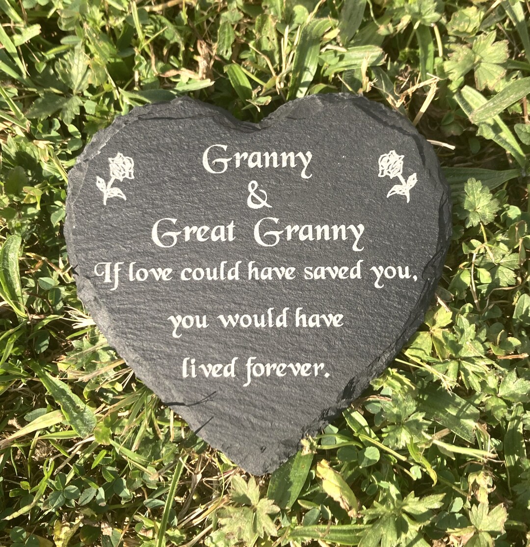 Memorial Engraved Slate Heart Memorial Grave Marker Plaque in Loving ...