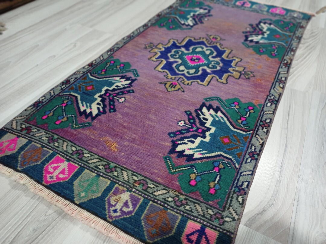 Purple Vintage Mat, Relax Small Rug, Antique Turkish Small Rugs,soft ...
